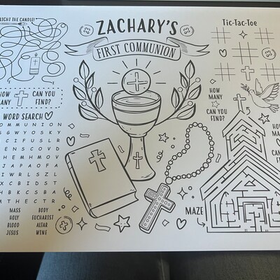 PRINTABLE First Communion Coloring Placemat, Digital File, Printable ...