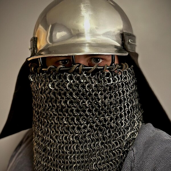 16GA Medieval Bacinet Visor Helmet Medieval Extreme Combat Helmet Medieval Jousting Helmet With ...