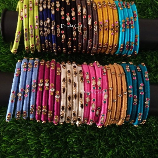 SILK THREAD BANGLES - Set of 4 - Party Wear - Festival Wear - Return ...