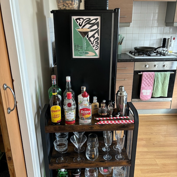 Espresso Martini Cocktail Print, Home Bar Poster Print, Kitchen, Retro ...