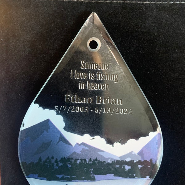 Fishing Memorial Tear Drop Personalized Memorial Ornament, Memorial ...