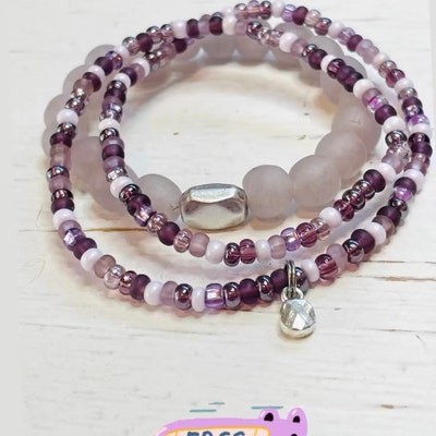 Beachy Neutral Bracelet Stack Sandy Taupe Sea Glass, Gold, White and ...