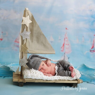 WOODEN RAFT Baby Photo Prop, Real Wood, Vintage Style, Baby Raft Prop ...