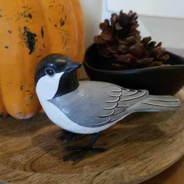 Mini Chickadee- Hand Carved Wooden Bird - 2.75"h - Etsy