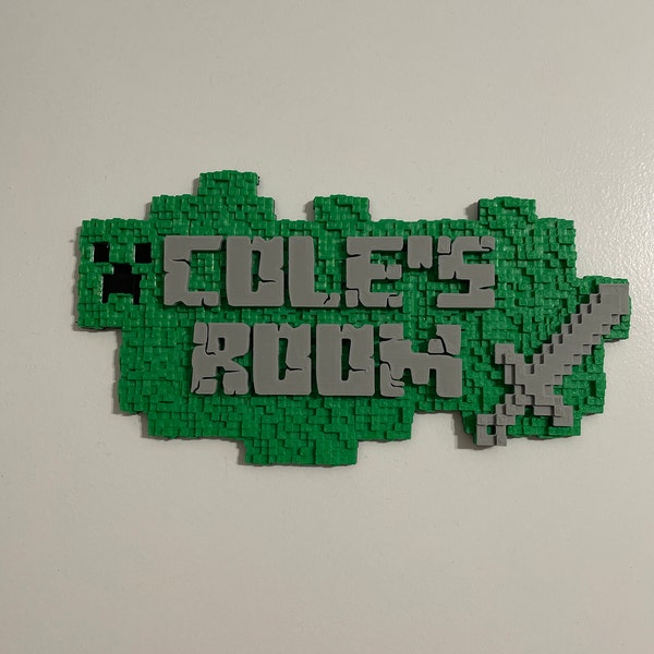 Minecraft Pickaxe 3D Door Sign - Personalized Name Custom Kids Bedroom ...