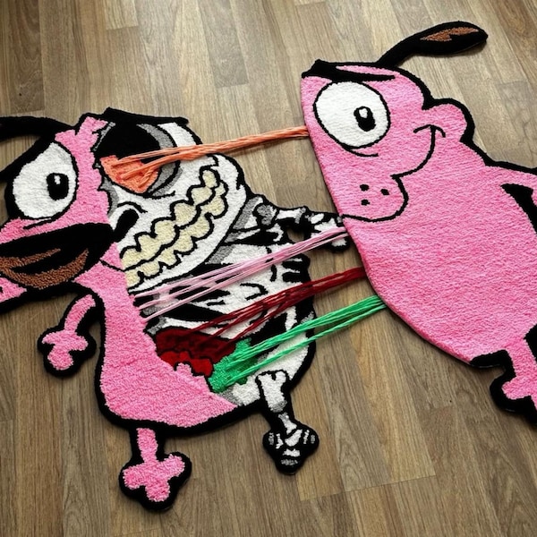 Courage the Cowardly Dog Rug: Handmade Tufted Skeleton Rug - Etsy