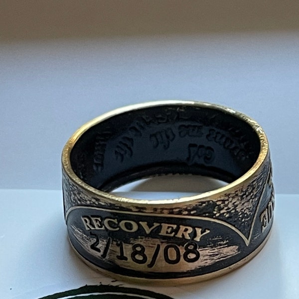 AA Ring, Sobriety, AA Anniversary, Alcoholics Anonymous, Coin Ring, AA ...