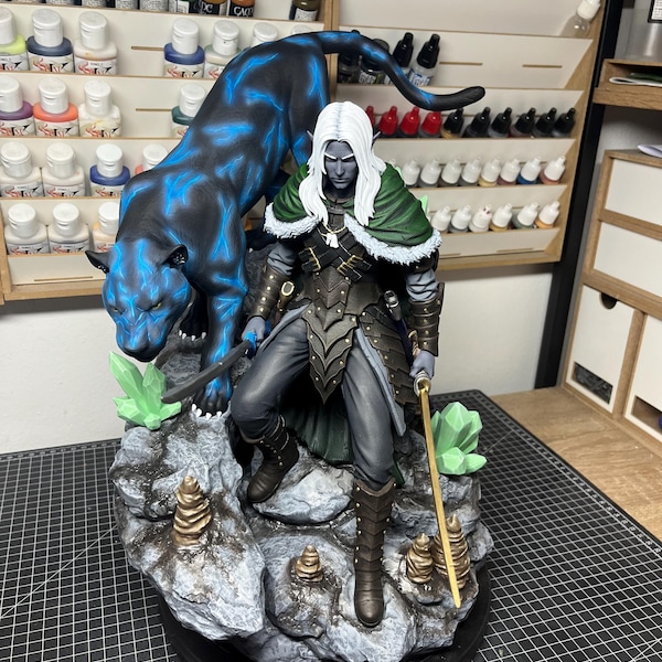 Drizzt Do'urden Statue 3D Printed | Gift for Gamer | Handmade Gift ...