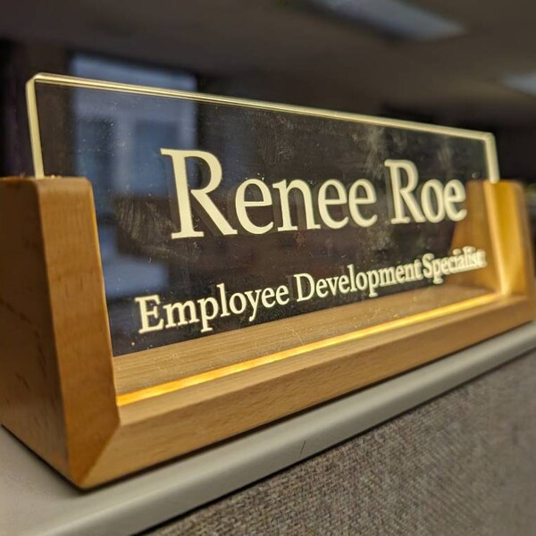 Acrylic Name Plate Light Personalized, LED Light With Wave Pattern ...