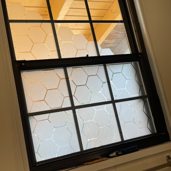 Honeycomb Frosted Window Film, Hexagon Window Decal, Geometric Etched ...