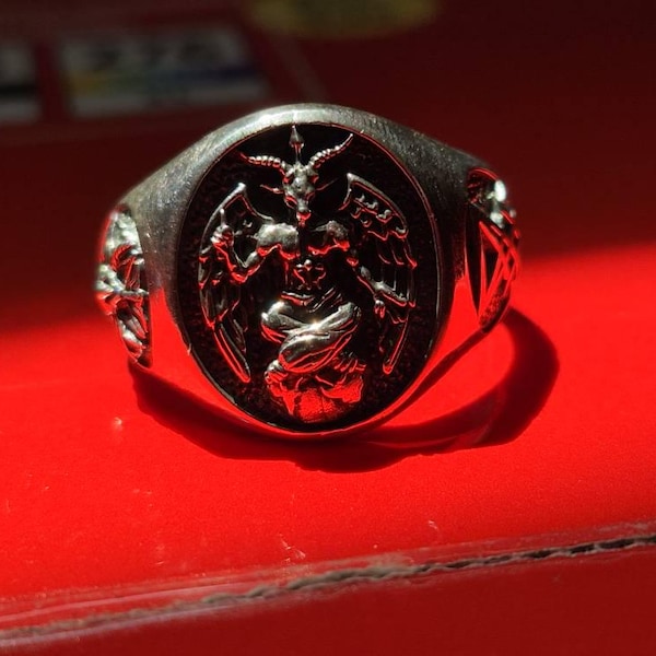 Handcrafted 925 Sterling Silver Baphomet Ring Baphomet Sigil Lucifer ...