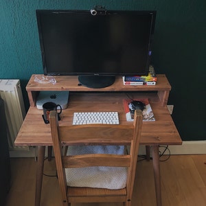 Computer Desk With Monitor Stand Rustic Reclaimed Handmade Simple ...