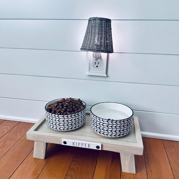Modern Elevated Dog Feeder | Pretty Girl Dog Bowl Stand | Personalized ...
