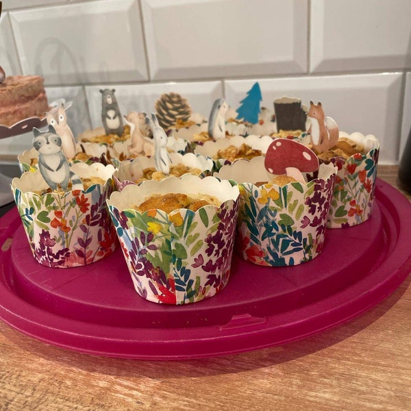 Essbare Deko Waldtiere 18 Stck / Cupcake Topper / Muffin Aufleger / Tortendeko / Kuchendeko Hase ...