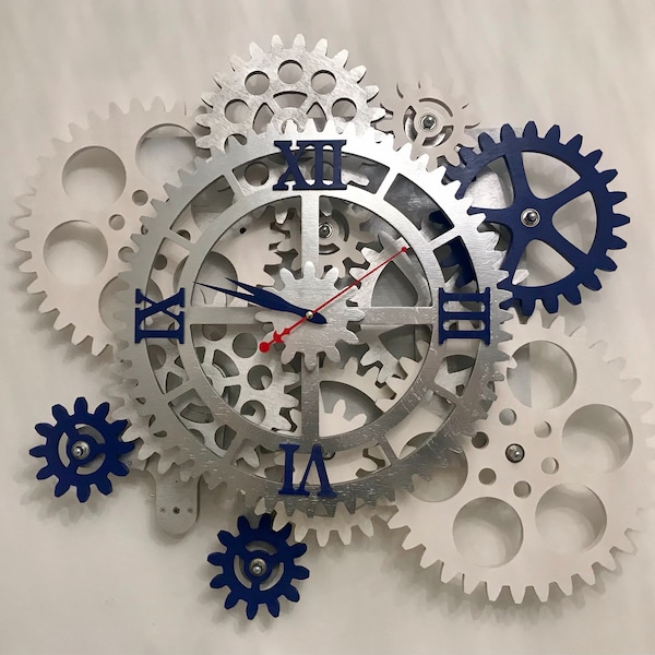 32" Rotating Gears Wall Clock. Industrial Wall Clock. Large Steampunk ...