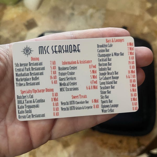 MSC Cruise Deck Locator® Cards: Cruise Wayfinder - Etsy