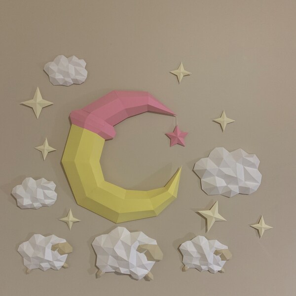 Moon Sky Sheep 3D Papercraft | DIY Paper Sculpture | Paper Model ...