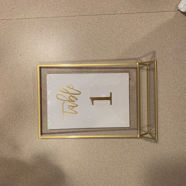 PRINTED Premium GOLD Foil Wedding Table Numbers, 4x6 Calligraphy Foil ...