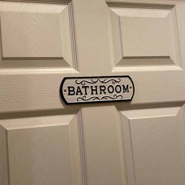 Bathroom Sign, Antique Style, Cast Iron, 10" Wide, 3" Tall, Available ...