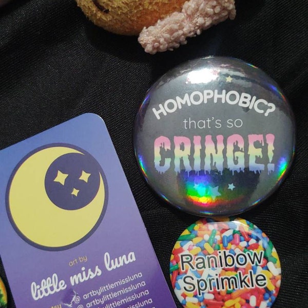 Homophobia is Cringe Button | 2.25" Inch Pin Pinback Badge | LGBT Gay ...
