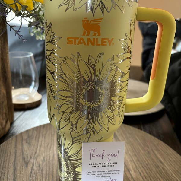 Engraved Stanley Tumbler, Laser Engraved Stanley, Flower Tumbler ...
