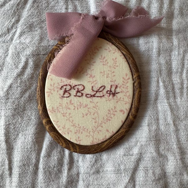 Hand Embroidered Name Hoop: Mauve Vines, Nursery Decor, Baby ...