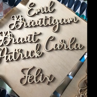 Laser Cut Wood Names Custom Laser Cut Name Signs Wedding Place Cards ...