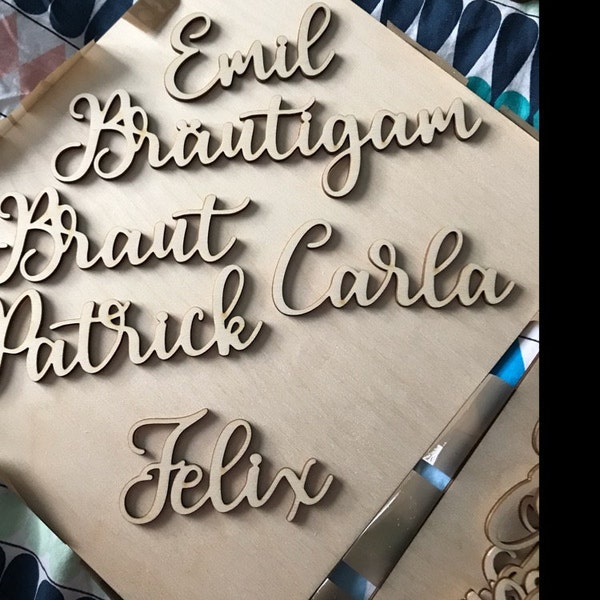 Laser Cut Wood Names Custom Laser Cut Name Signs Wedding Place Cards ...