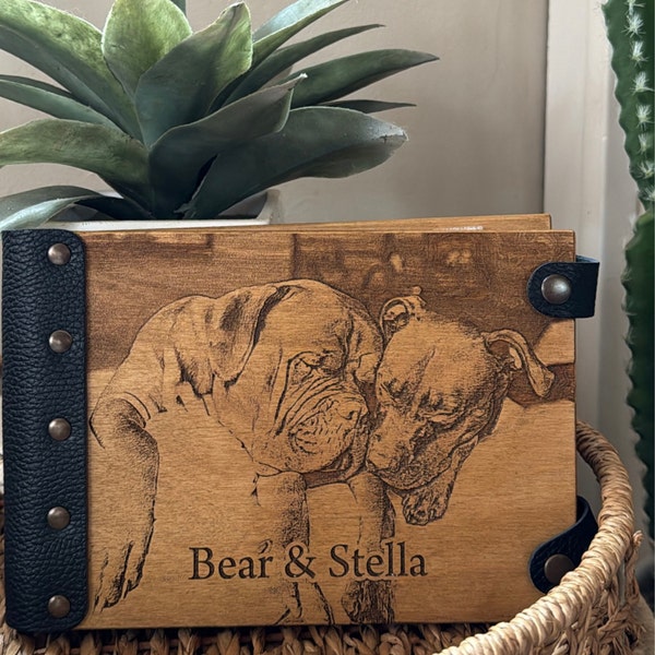 Wooden Photo Album, Dog Memory Photo Album for Precious Memories, Pet ...