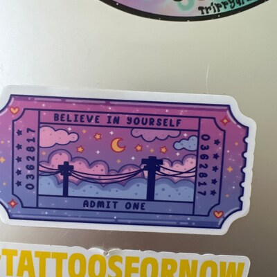 Ticket Cute Aesthetic Vinyl Sticker Valentines Day Stickers, Kawaii ...