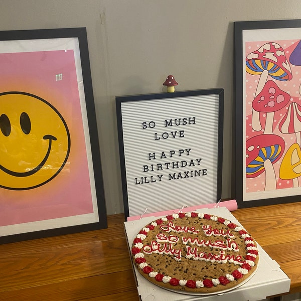 Funky Wall Art Smiley Face Print Download, Trendy Pink Wall Art, Yellow ...