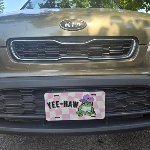 Cowboy Frog Front License Plate - Country Frog Truck Tag - Cute Purple ...