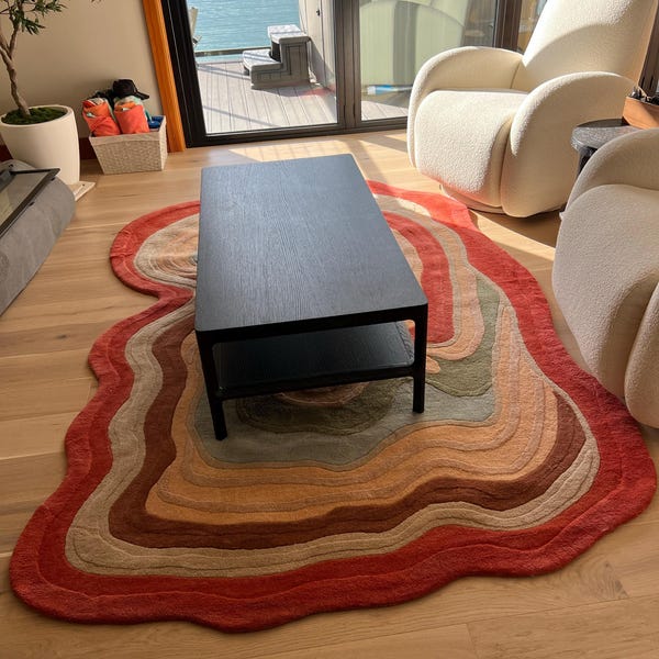 Handmade Wave Wool Rug, Irregular Modern Rug, Boho Decor - Etsy