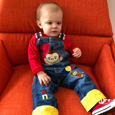 Curious George Birthday Overalls 1st Birthday Outfit Personalized ...
