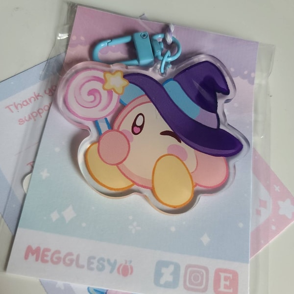 Wizard Kirby and Waddle Dee || 2.5" Double Sided Acrylic Charms ...