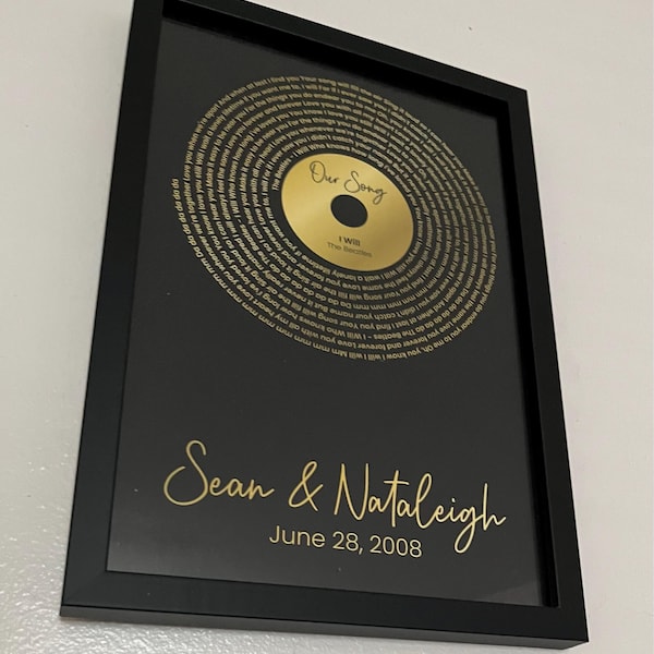 Personalized Song Lyrics Art Print, Your Favorite Song Lyric in Record ...