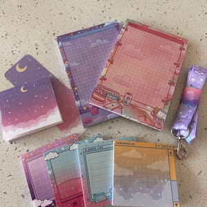 Study Night Notepad | Aesthetic Cute Memo Pad - Etsy