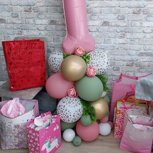 DIY Large 55 Safari Birthday Balloon Sculpture, Sage Green and Dusky ...