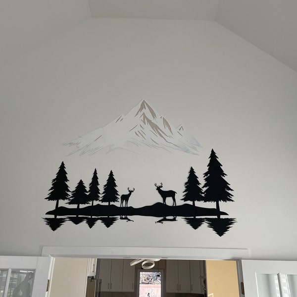 Metal Mountain Wall Decor, Large Wall Art Mountain, Forest and Mountain ...