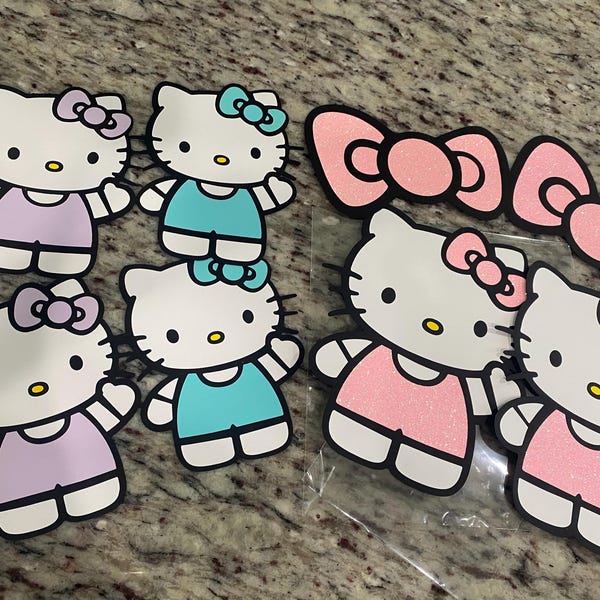 Set of 4 Kitty Die Cuts, Kitty Centerpieces, Kitty Party Decor, Photo ...