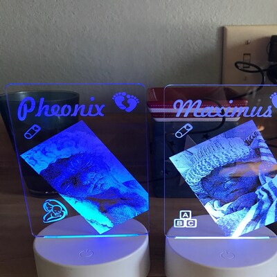 LED Night Photo Lamp Laser Engraved Personalized Custom Gift for Baby ...