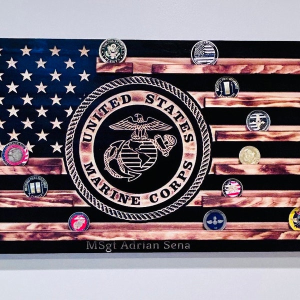 United States Marine Corp Coin Holder Display Flag - Etsy