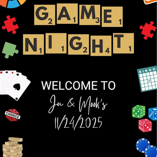 Editable Game Night Birthday Welcome Sign, Adult House Party Birthday ...
