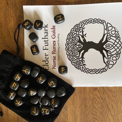 Rune Stones Gift Set Includes 21 Page Guide Book and Free Satin Lined ...