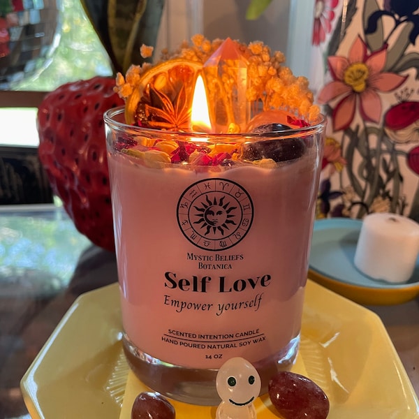 Self Love Intention Candle With Luxury Crystals and Herbs - Empowerment ...