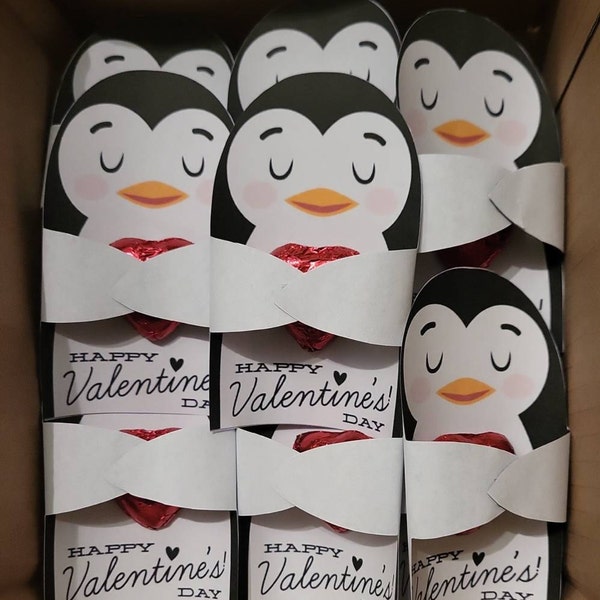 Printable Cute Penguin Candy or Gift Hugger Valentines Animals Hug ...