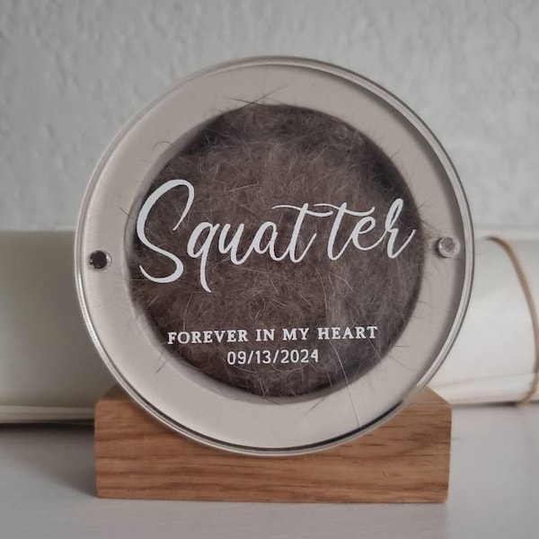 Dog Hair Keepsake Personalized Gypsum Clear Lid, Cat Memorial Custom ...