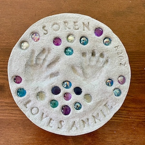 Outdoor Stepping Stone DIY Kit Garden Cement Handprint Stone Footprint ...
