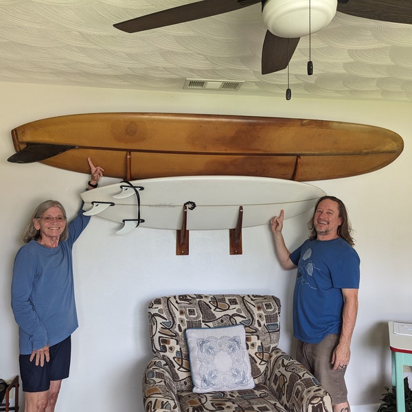 Vertical Carved aloha Wall Display Storage Racks Hangers 3pc Teak Wood ...