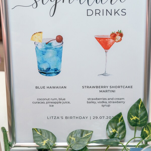 Signature Drink Sign, Signature Cocktail Sign, Wedding Bar Menu, Bar ...